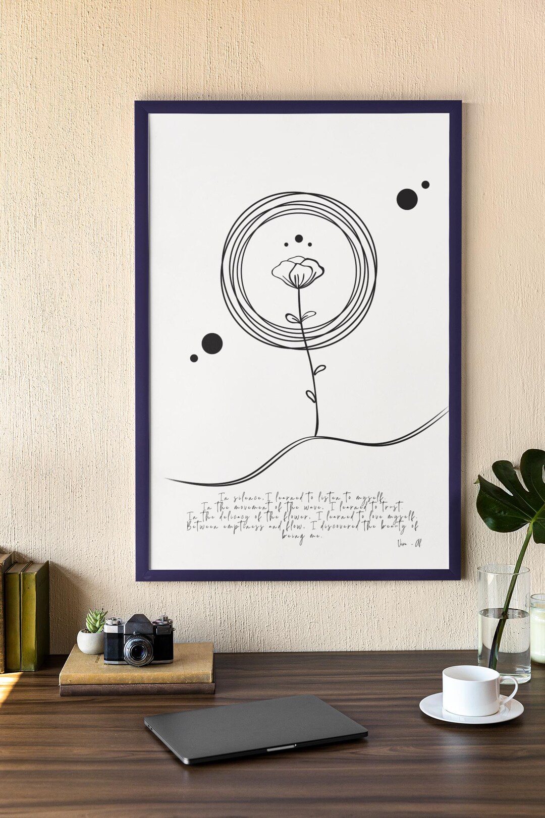 Printable Poetry Wall Art | Minimalist Self-discovery Quote | Black ...