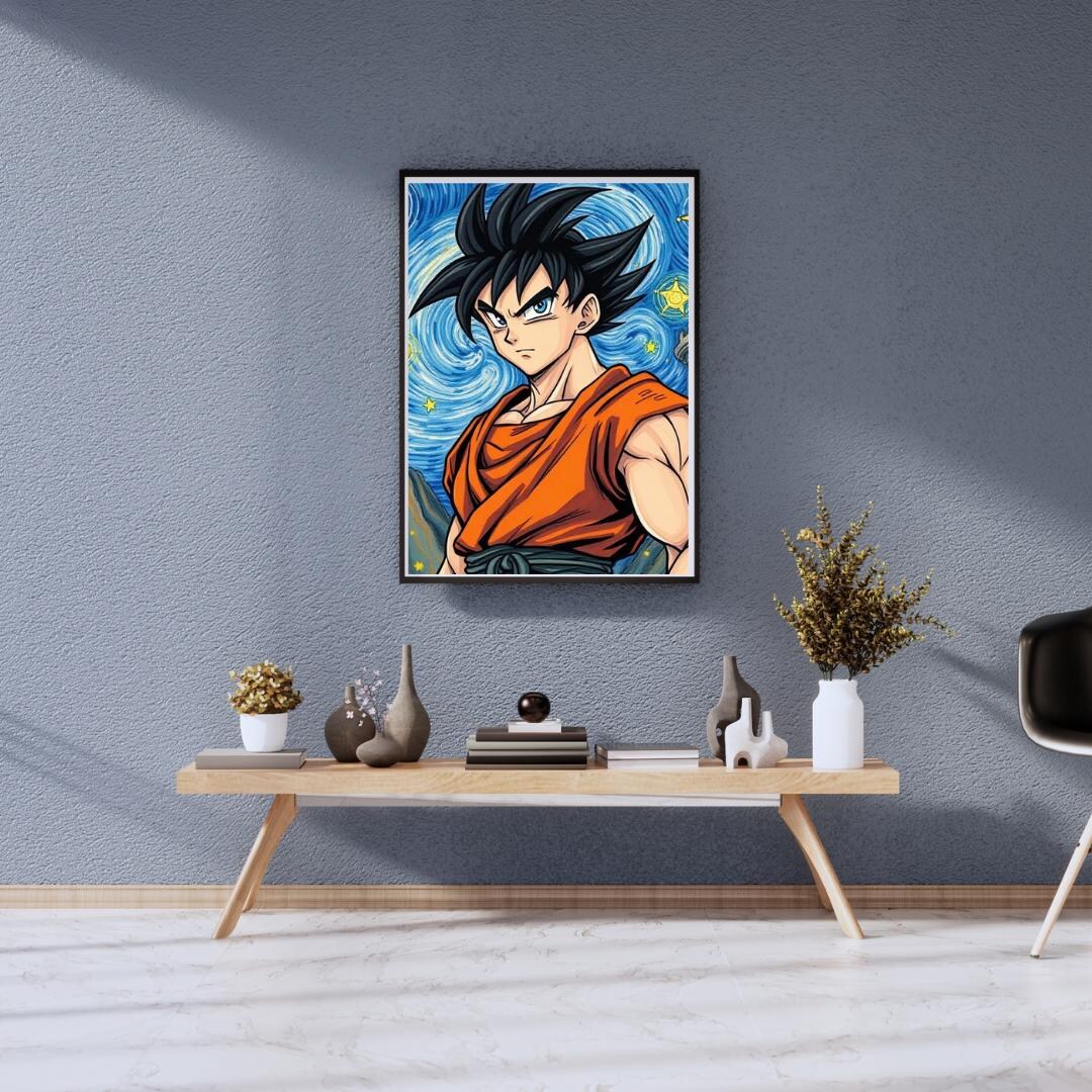Goku in Van Gogh Style, Gaming Poster, Printable Wall Art, Bedroom Wall ...
