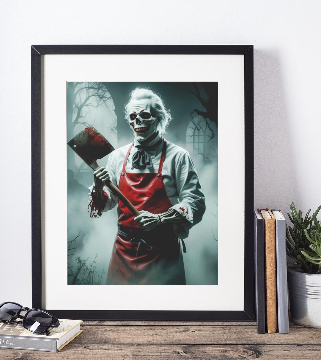 Victorian Ghost Butcher With Cleaver | Gothic Halloween Autumn Wall Art ...