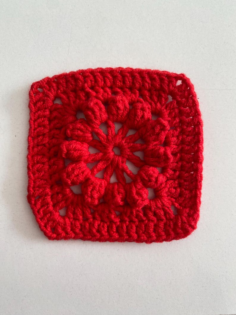 Granny Square Crochet Pattern: Popcorn Motif, Video Tutorial (PDF ...