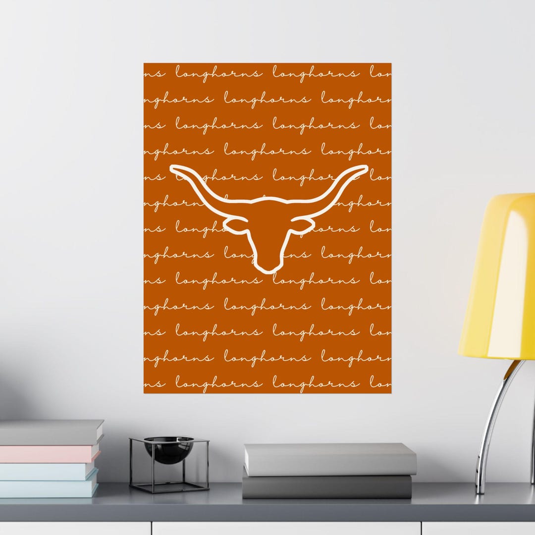 UT Dorm Wall Art, Texas Longhorn Poster, Hook Em Horns Decor, College ...