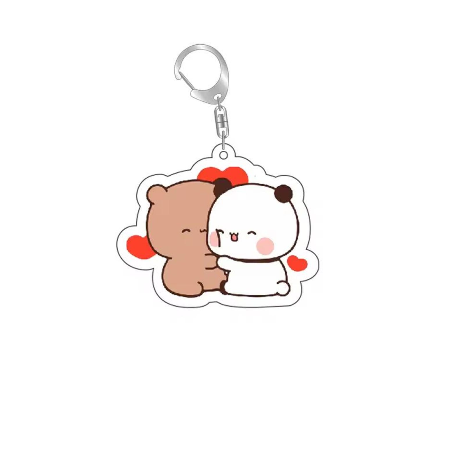 Anime Dudu Bubu Keychain Cute Couple Keychain White & Grey Couple Panda ...