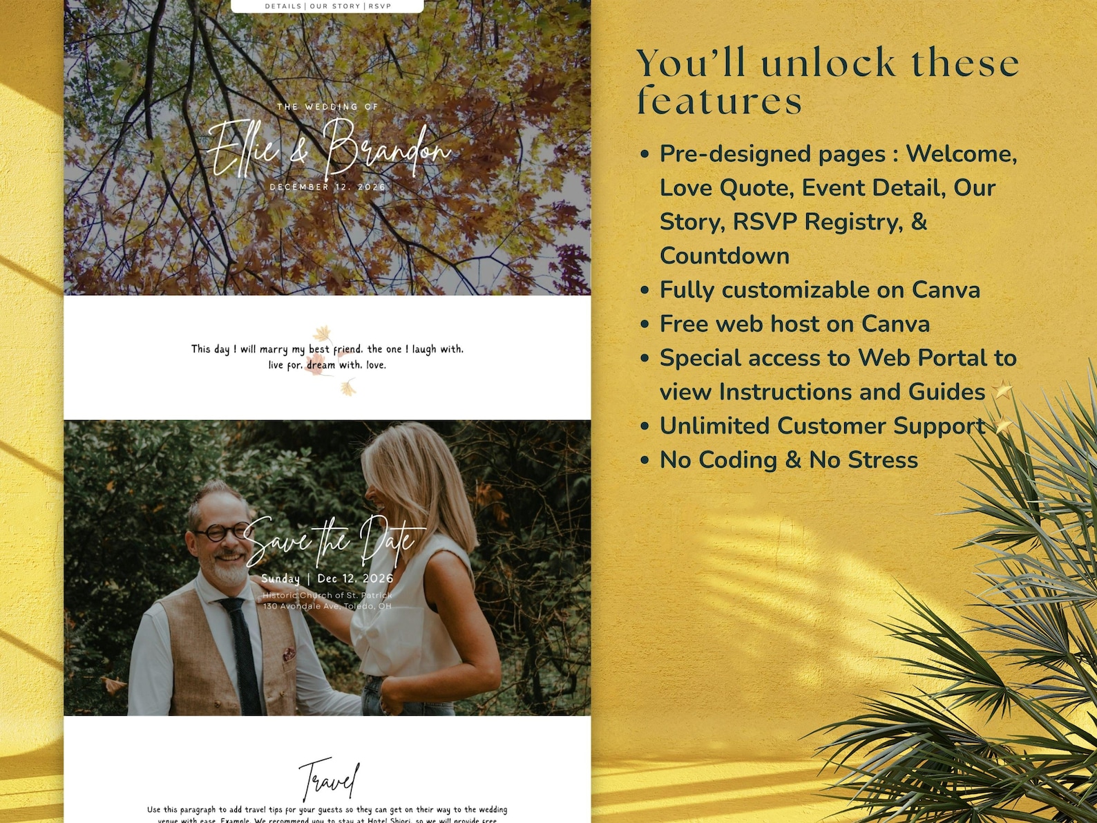 Autumn Wedding Website Template: Rustic Canva Design - Etsy