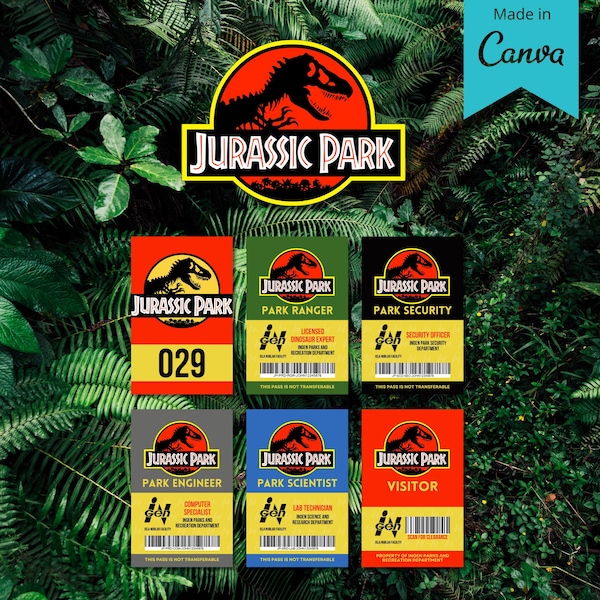 Jurassic Park Id Badges Printable - Etsy