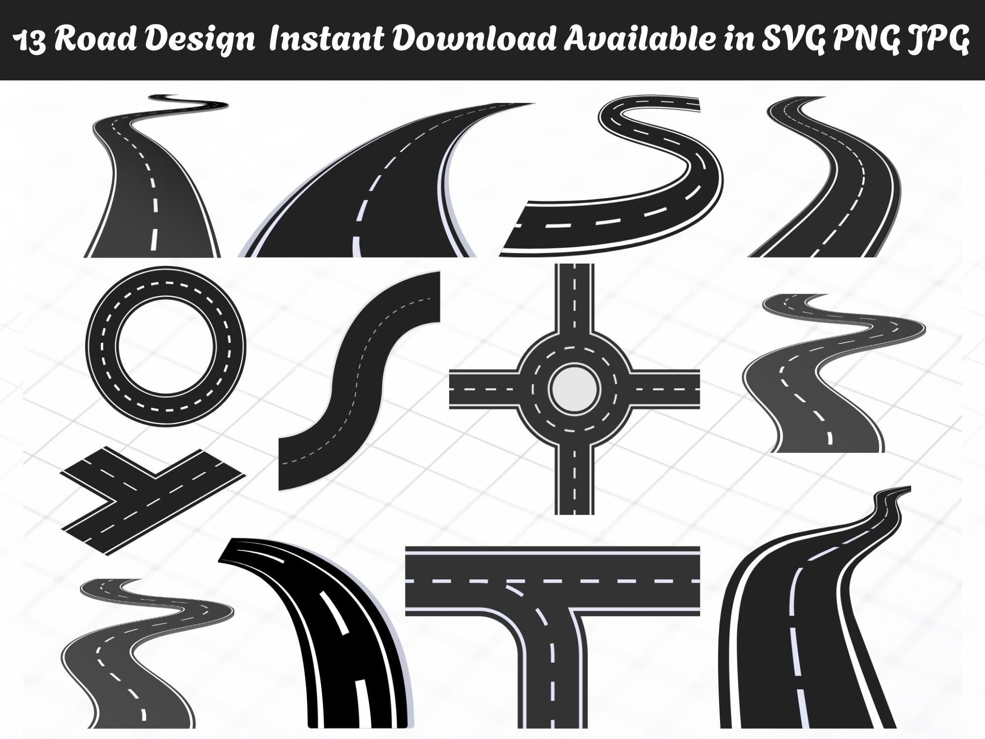 Road Svg Bundle,road Clipart, Road Cut File, Highway Svg, Road Dxf ...