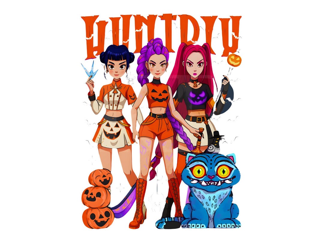 Spooky Huntrix Halloween PNG, Kpop Demon Hunters Clipart, Saja Girls ...