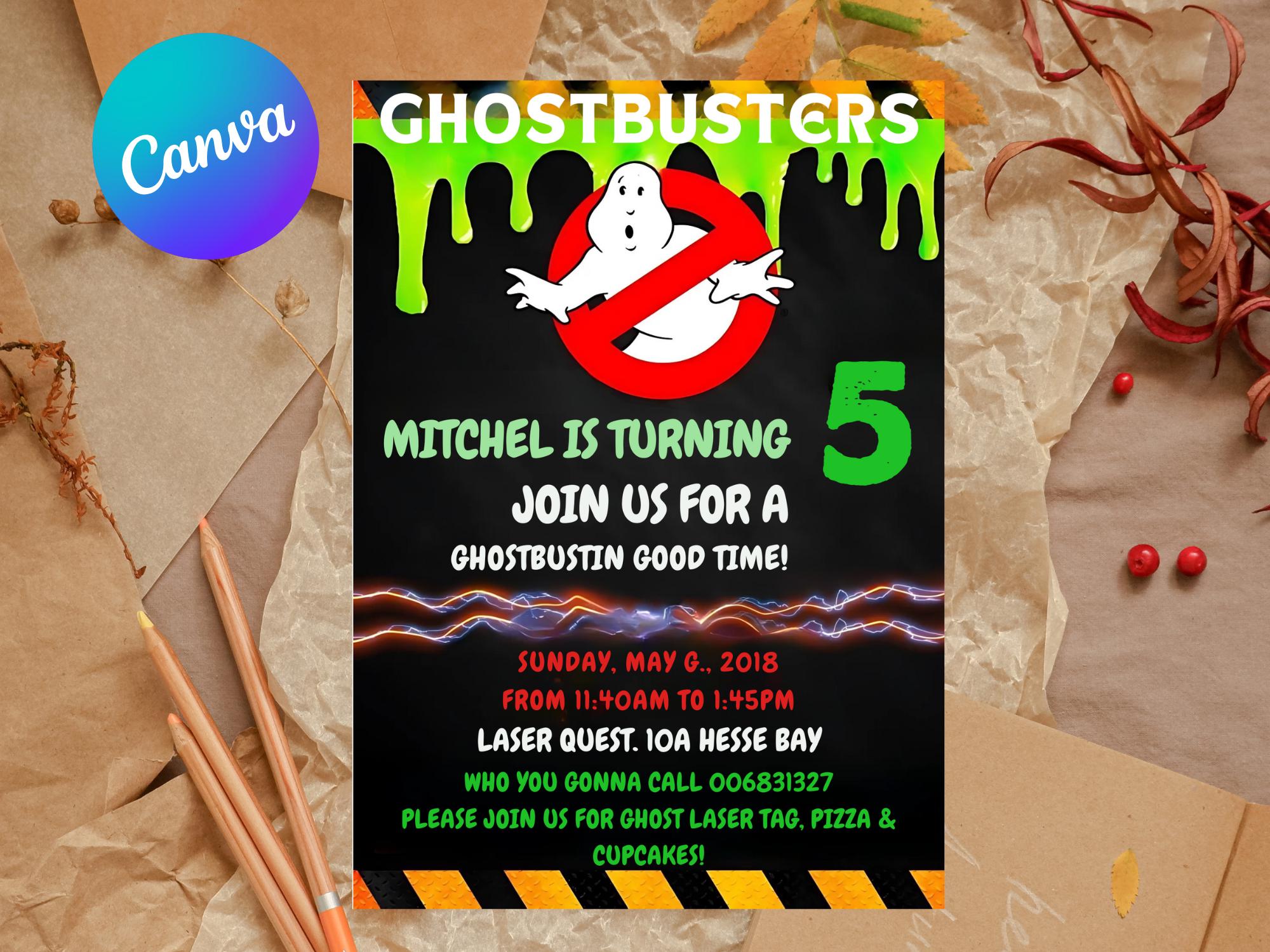 Ghostbusters Birthday Invitation: Kids Party Template (digital Download ...