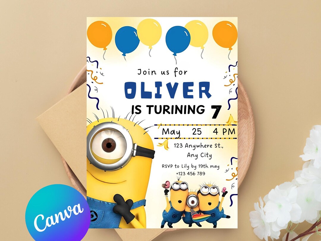 Editable Minions Birthday Invitation, Minions Themed Party Invite ...