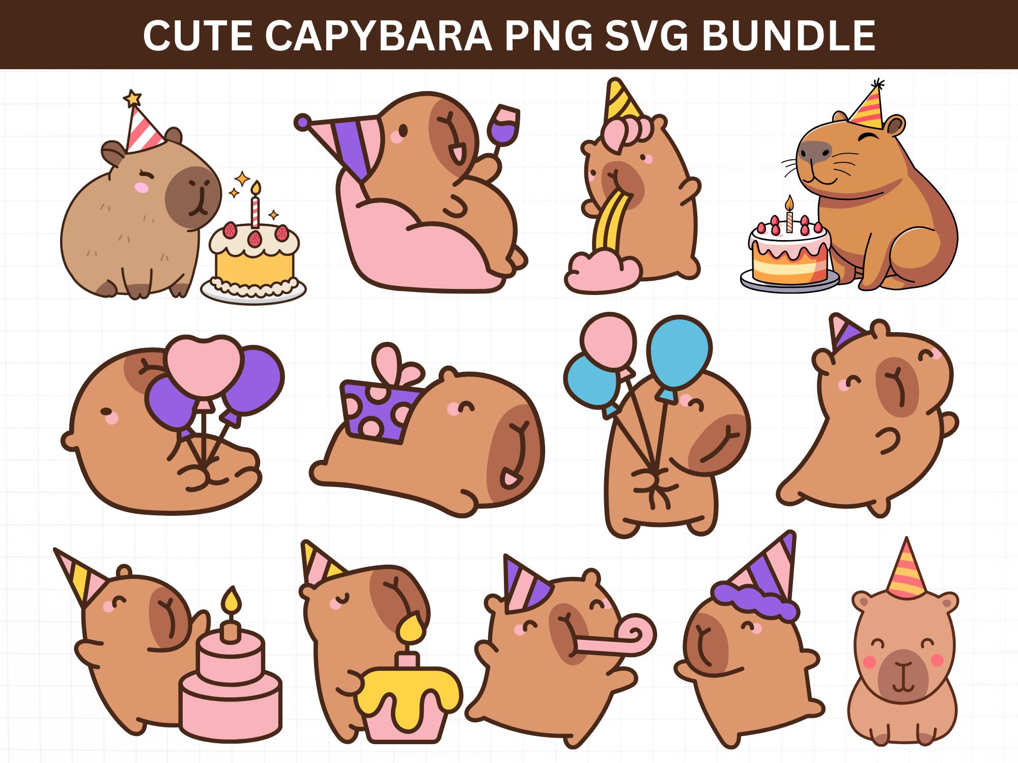 Lindo capibara PNG, paquete de capibara SVG, divertido clipart de ...