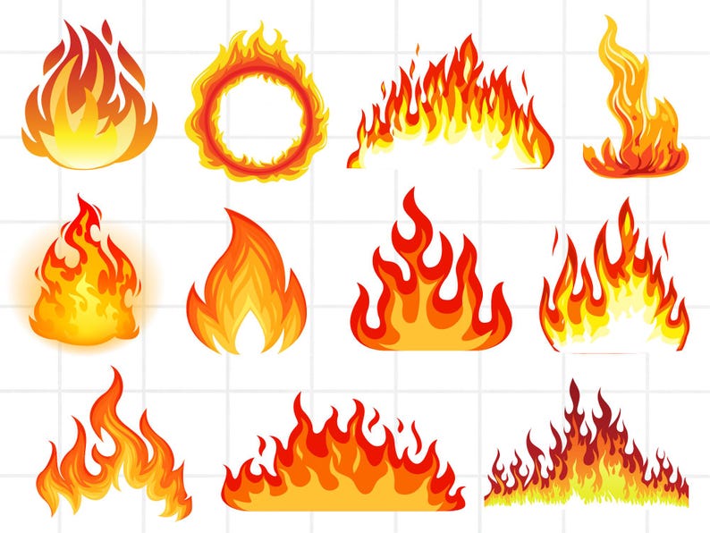 Fire Flames SVG Bundle: Clipart Graphics (digital Download) - Etsy