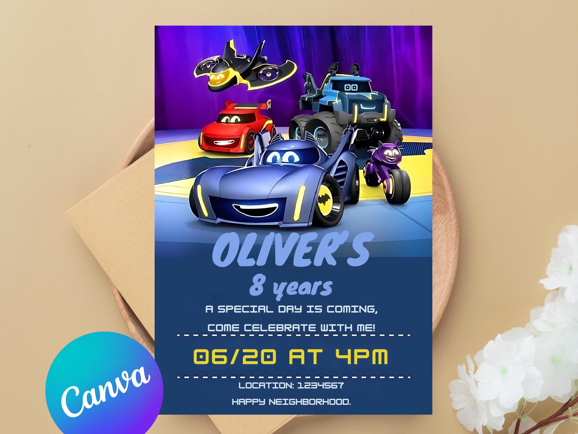 Editable Bat Superhero Invitation Template, Editable Bat Birthday ...