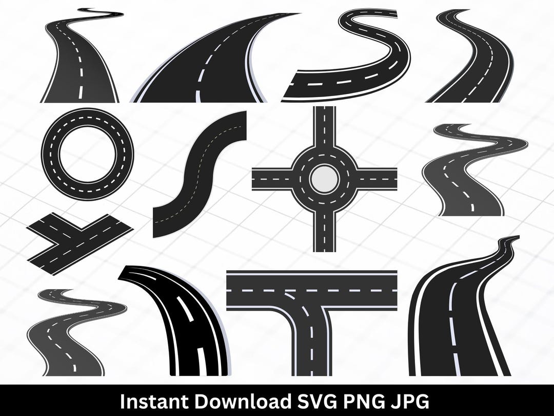Road SVG Bundle: Highway Clipart, Asphalt Vector (digital Download) - Etsy