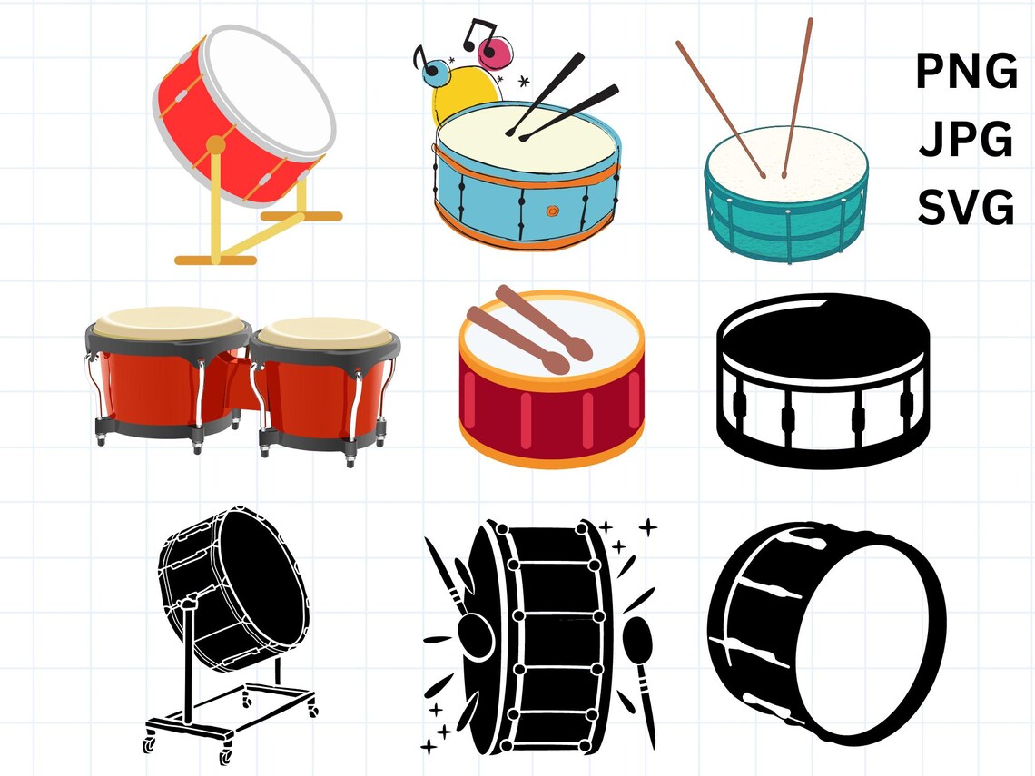 Bass Drum SVG Bundle, Music Svg, Drum Clipart, Svg Files for Cricut ...