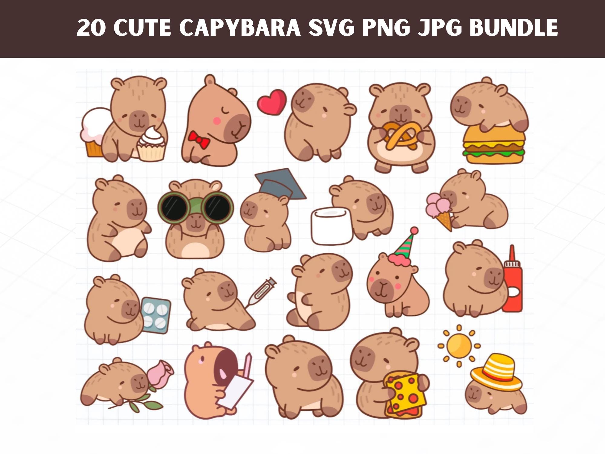 Cute Capybara SVG, Capybara PNG Bundle,funny Capybara Clipart,anime ...