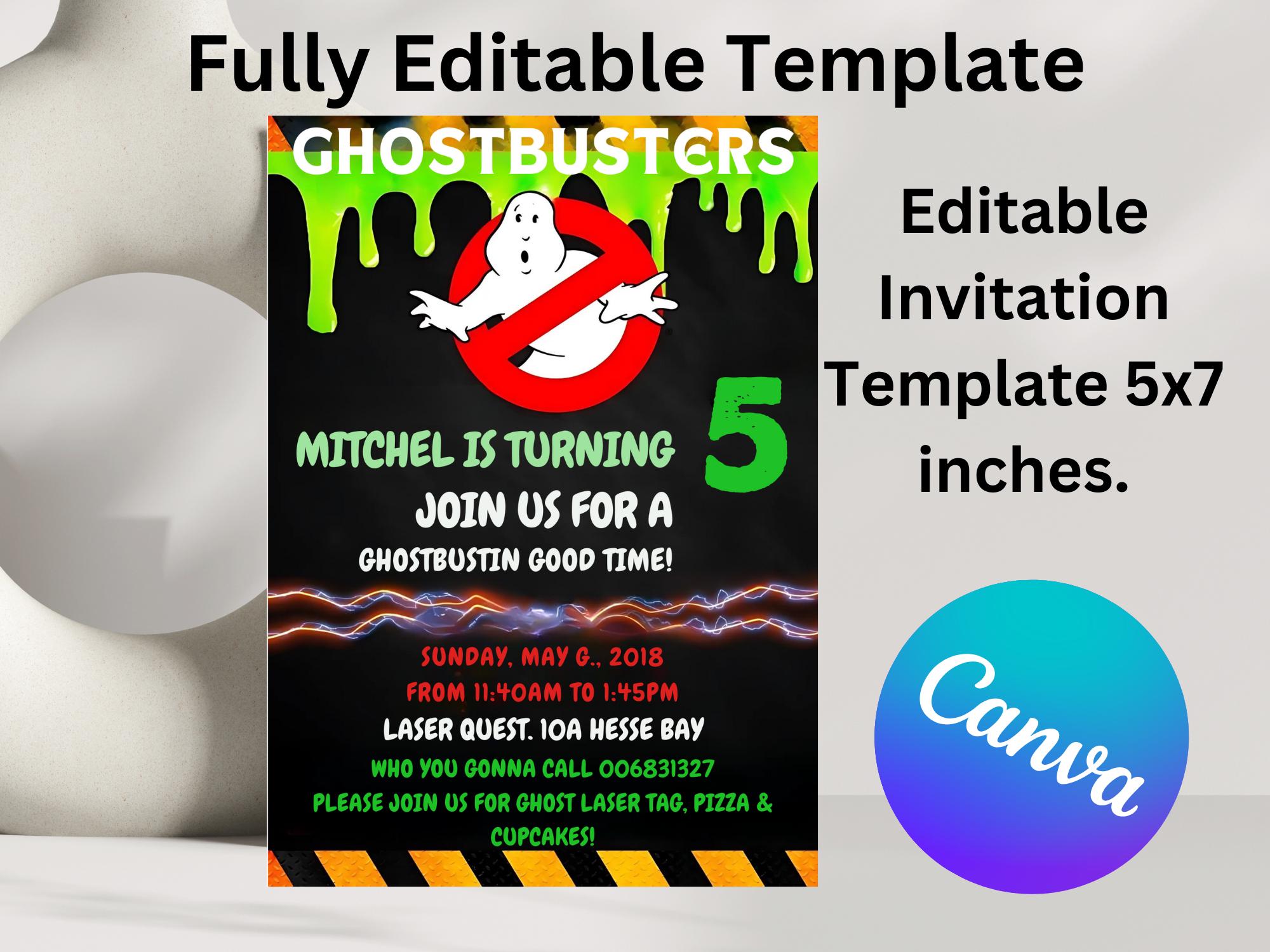 Ghostbusters Birthday Invitation: Kids Party Template (digital Download ...
