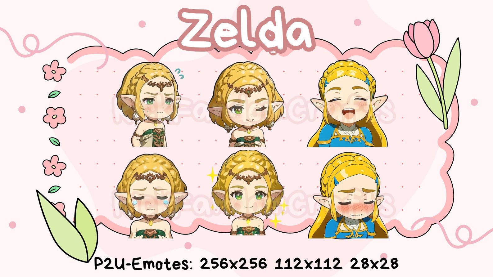 The Legend of Zelda Princess Zelda Emotes - Ready to Use Cute Chibi ...