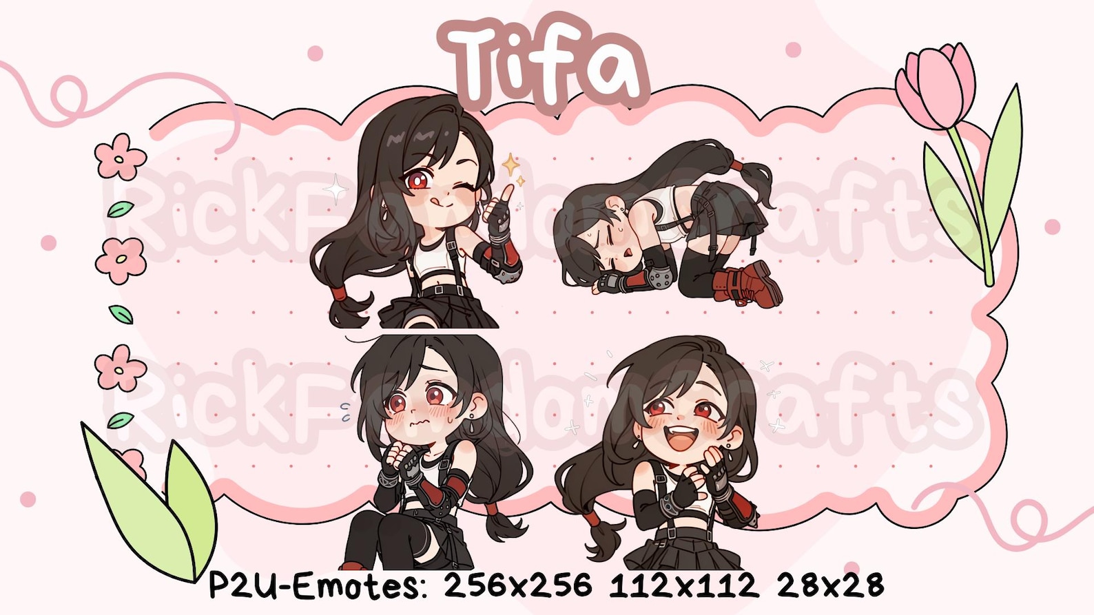 Final Fantasy 7 Tifa Emotes (pack 1) - Ready to Use Cute Chibi Emotes ...