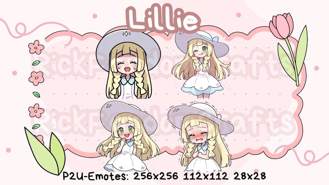 Pokemon Lillie Emotes (pack 1) - Ready to Use Cute Chibi Emotes for ...