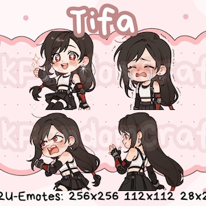 Final Fantasy 7 Tifa Emotes (pack 2) - Ready to Use Cute Chibi Emotes ...