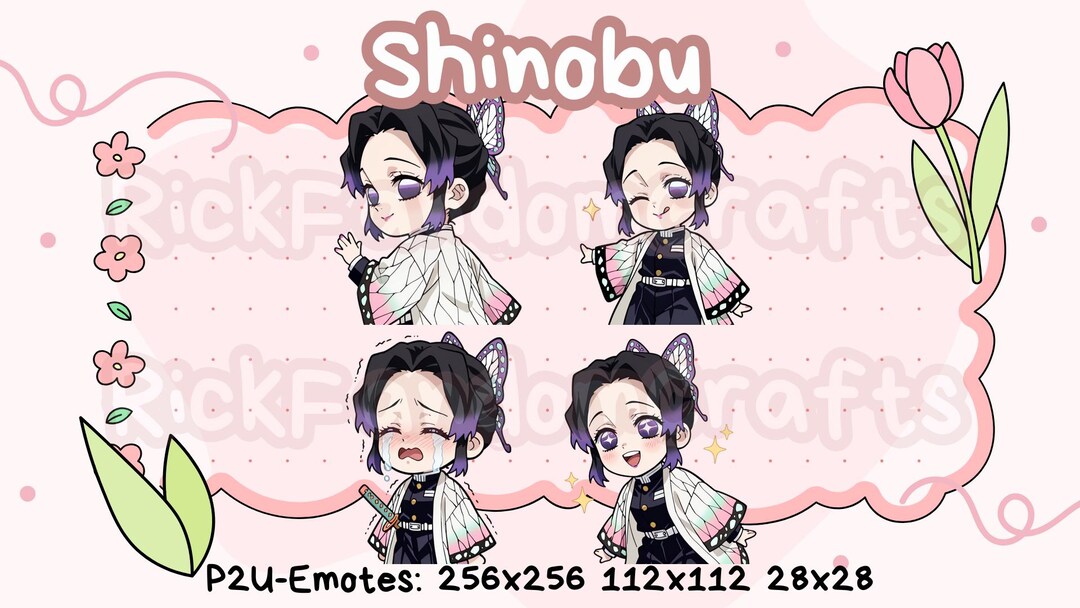 Demon Slayer Shinobu Kocho Emotes (pack 1) - Ready to Use Cute Chibi ...