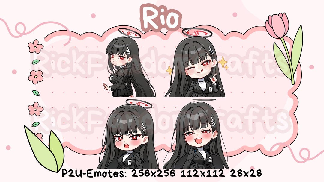 Blue Archive Rio Tsukatsuki Emotes (pack 2) - Ready to Use Cute Chibi ...