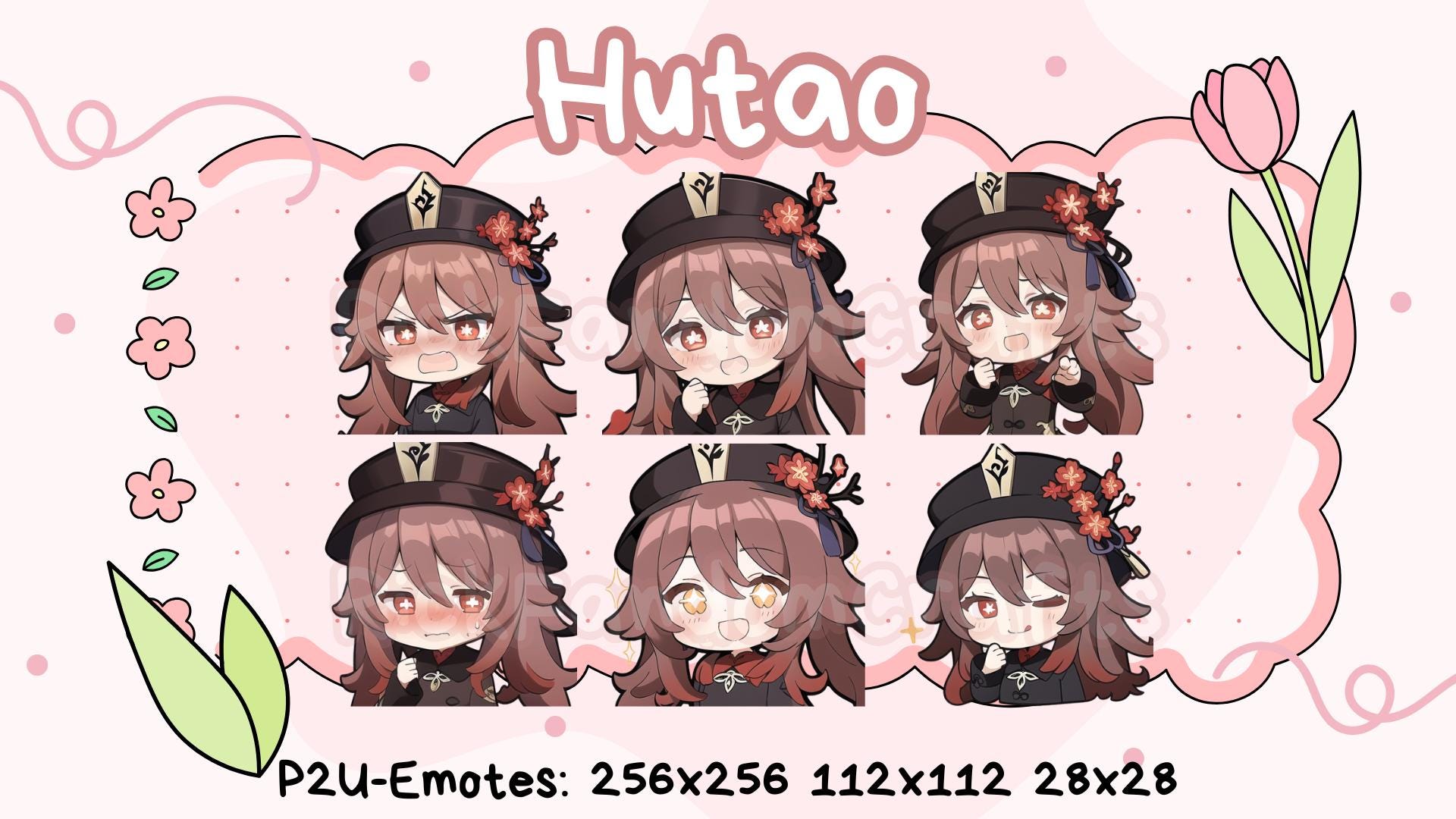 Genshin Impact Hutao Emotes - Ready to Use Cute Chibi Emotes for ...