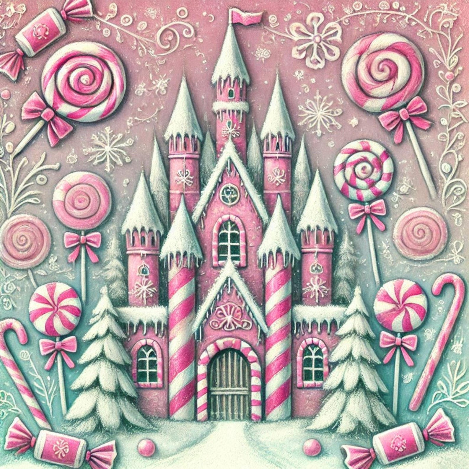 Christmas Candy Cane Castle X 25 Clipart: Festive Digital Images ...