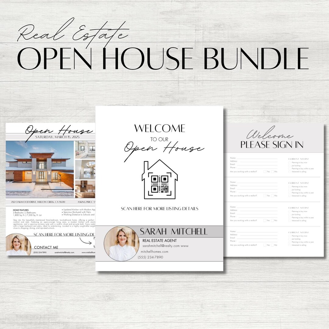 Real Estate Open House Bundle | Editable Canva Templates | Open House ...