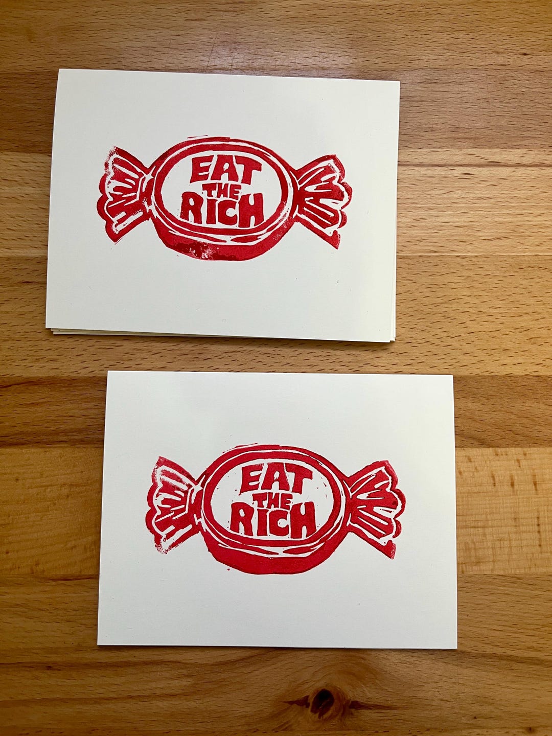 Eat the Rich Valentine Card | Handmade Linocut Protest Art - Etsy
