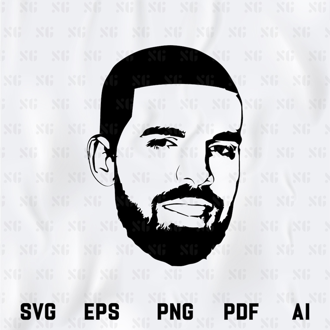Drake Stencil Art Drake SVG Portrait Black and White Stencil Portrait ...