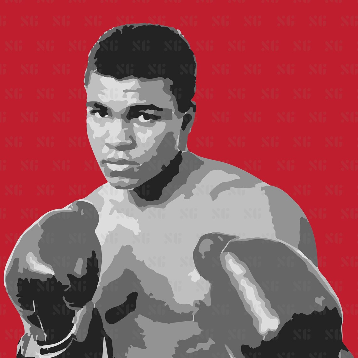 Muhammad Ali Boxer Multi Layered Stencil Vector Template SVG Cut Files ...