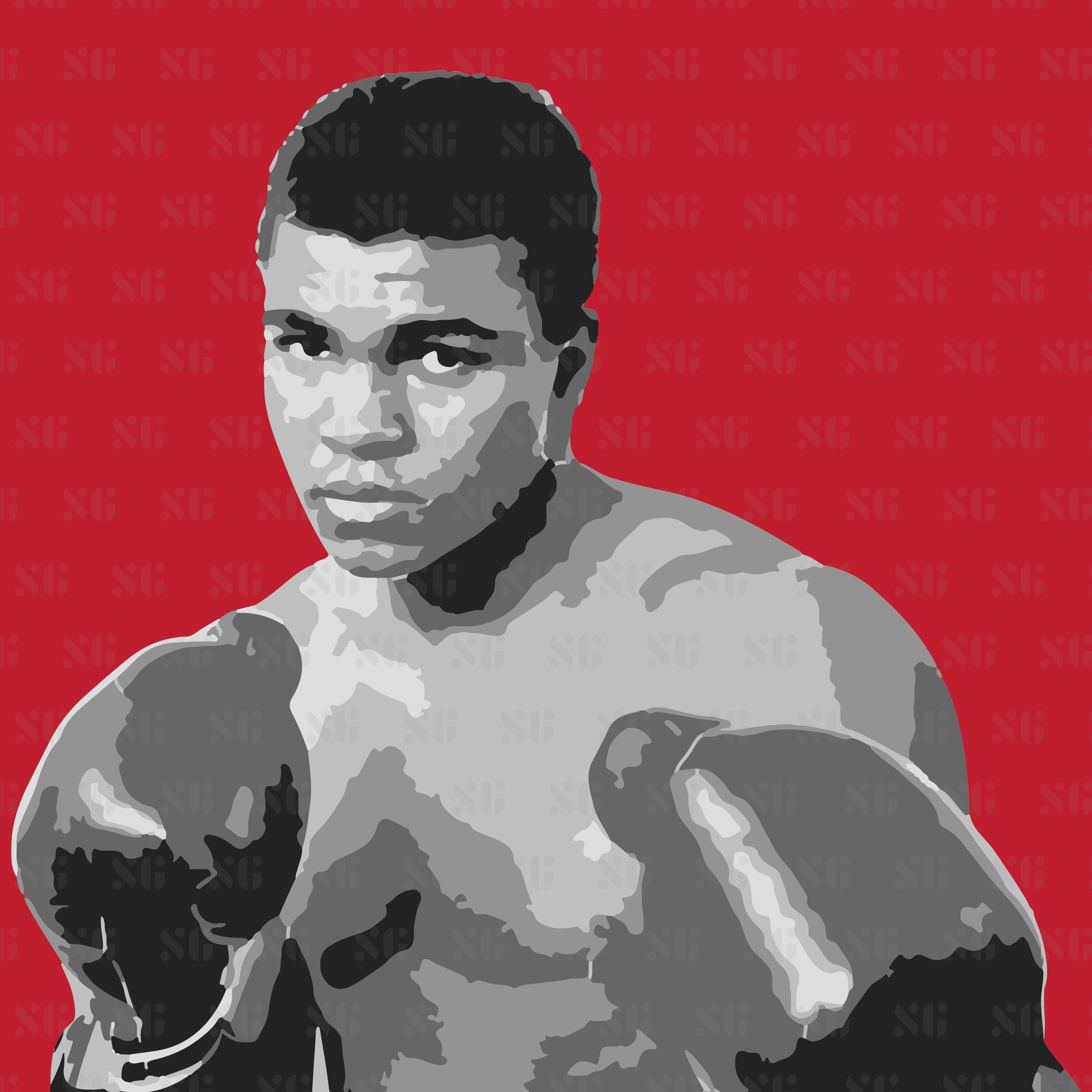 Muhammad Ali Boxer Multi Layered Stencil Vector Template SVG Cut Files ...