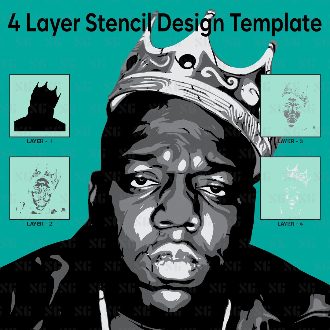 Biggie 4 Multi Layer Stencil Design Vector SVG Files for Spray Painting ...