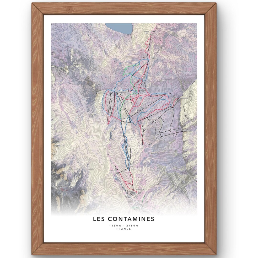 Les Contamines Alpine Ski Map Poster France - Etsy