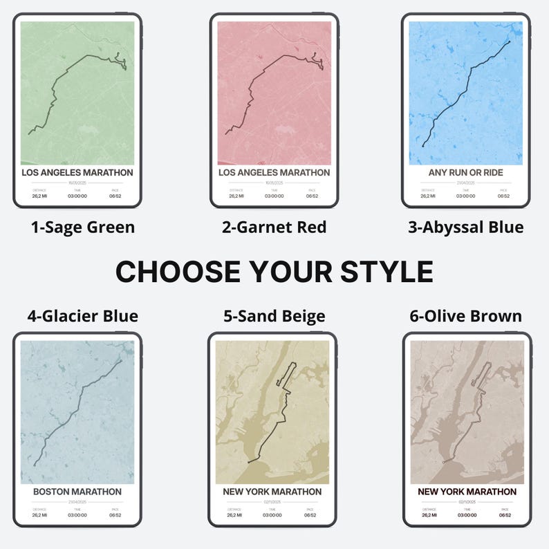 Custom Running Route Map | Personalized Marathon Poster | Strava GPX ...