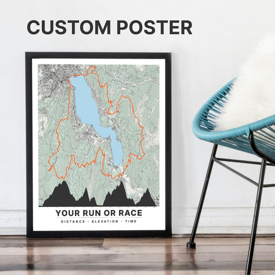 Custom Trail Running Poster – Strava-inspired Map With Elevation ...