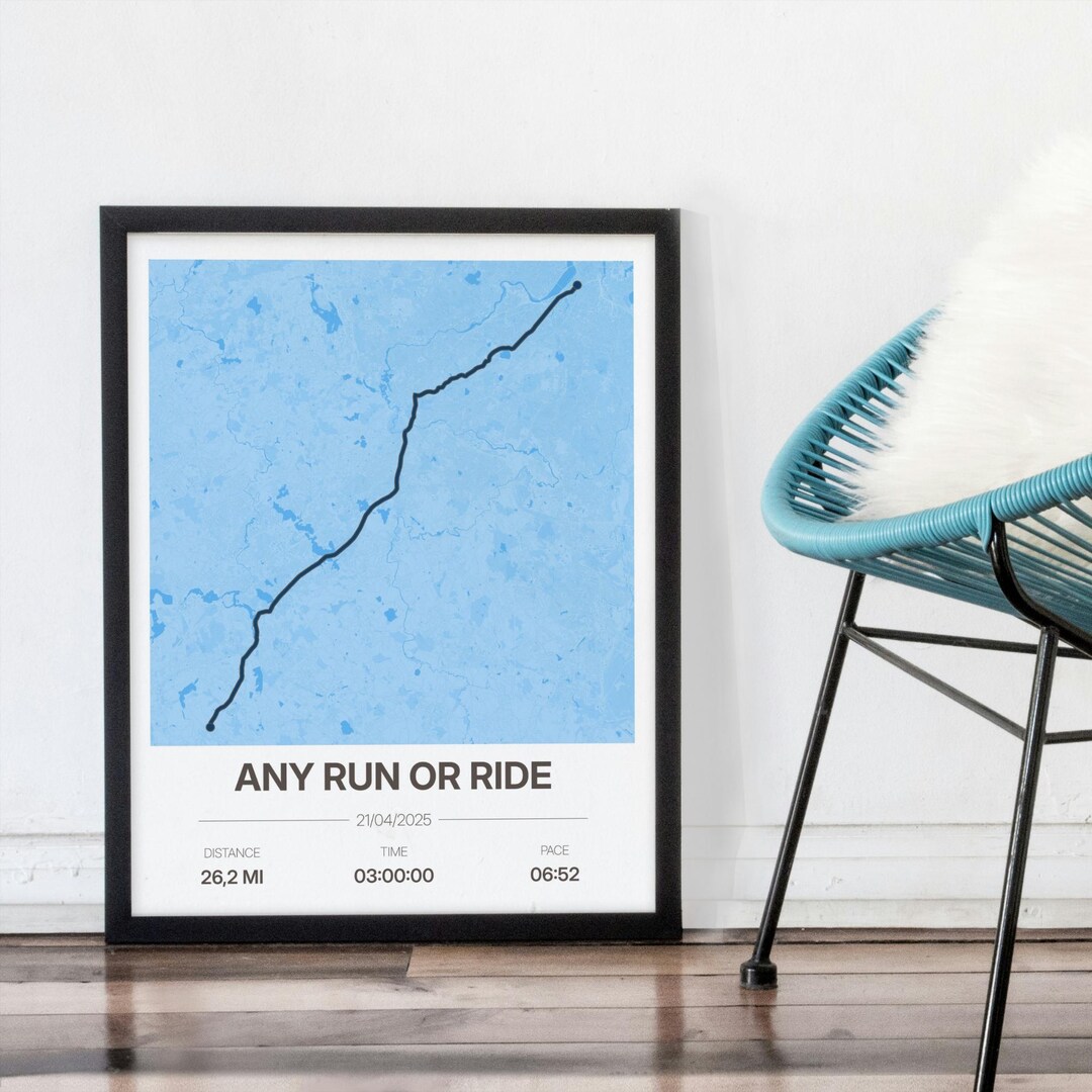 Custom Running Route Map | Personalized Marathon Poster | Strava GPX ...