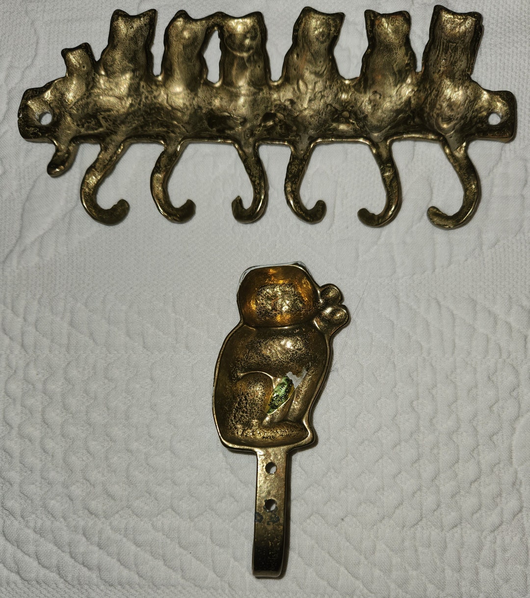 Vintage Solid Brass Cat Wall Tail Hooks, Single Hook-made in Korea - Etsy