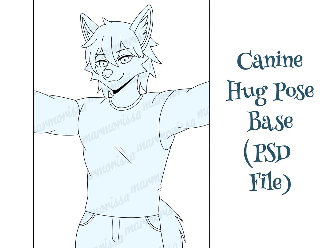 Canine Hug Pose Base PSD – Furry Wolf/fox Character Lineart Template - Etsy
