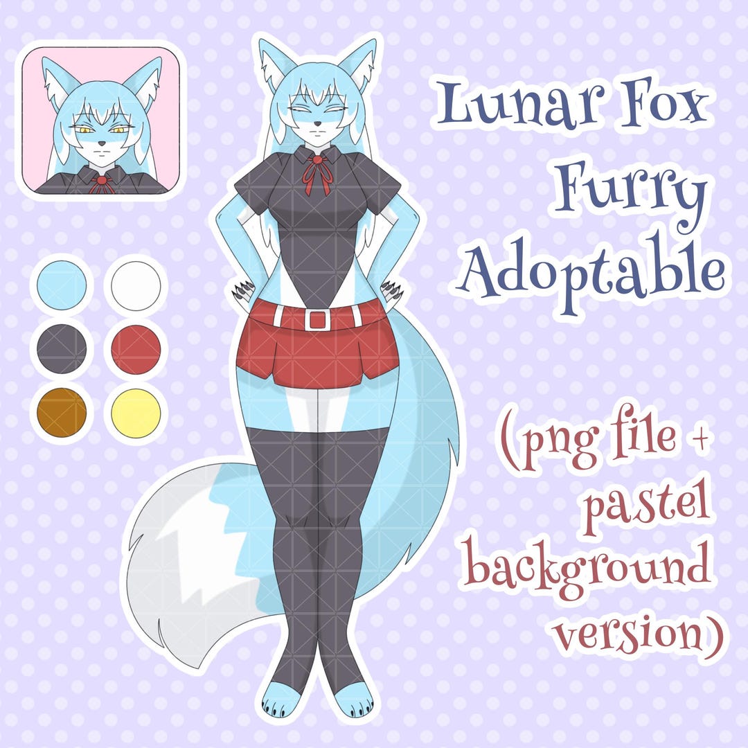 Lunar Fox Furry Adopt | Anthro Fox OC Fursona | Unique Character Design ...