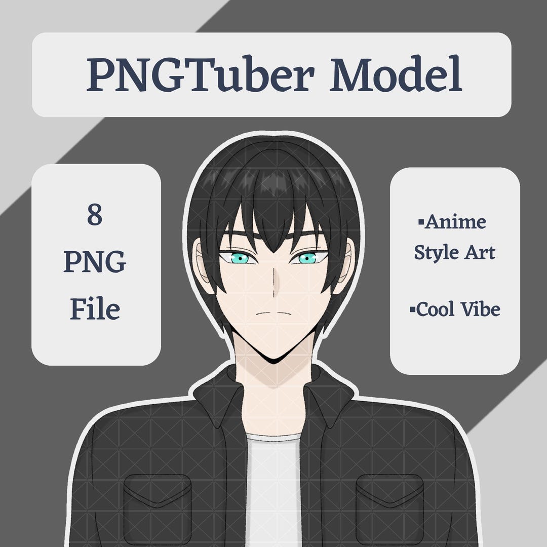 Male Pngtuber Model, Premade Anime Style Pngtuber, Veadotube Model ...