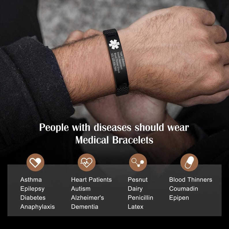 Medical Alert Stretch Bracelet, Custom Engraved Medical ID Bracelet ...