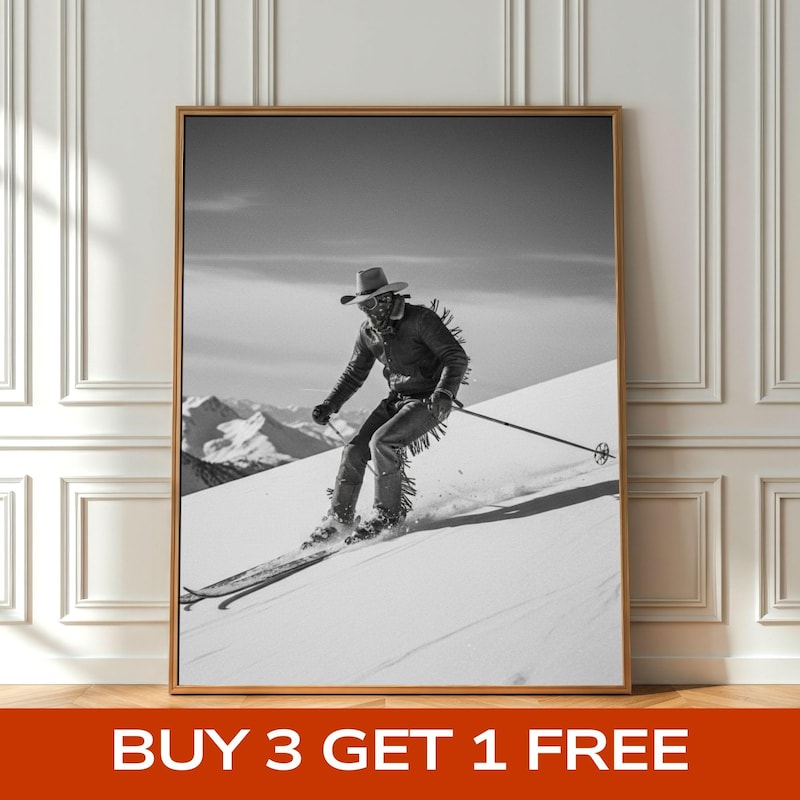 Cowboy Ski Poster - Etsy