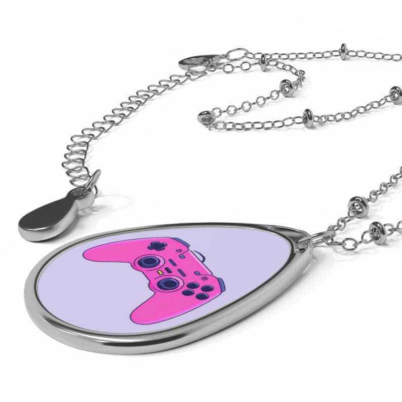 Video Game Controller Necklace, Zinc Alloy Oval Pendant, Gamer Gift - Etsy