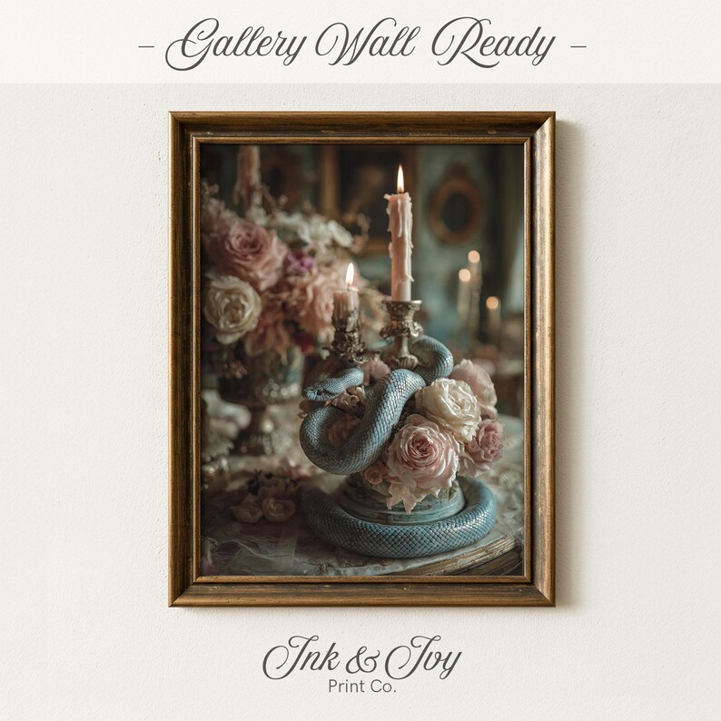 Coiled Serpent Printable Wall Art • Pastel Goth Snake Painting • Moody ...