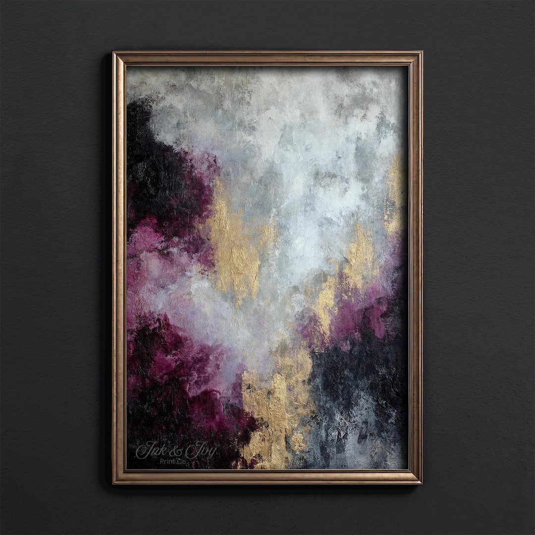 Abstract Plum & Gold Printable Wall Art • Modern Maximalist Painting ...