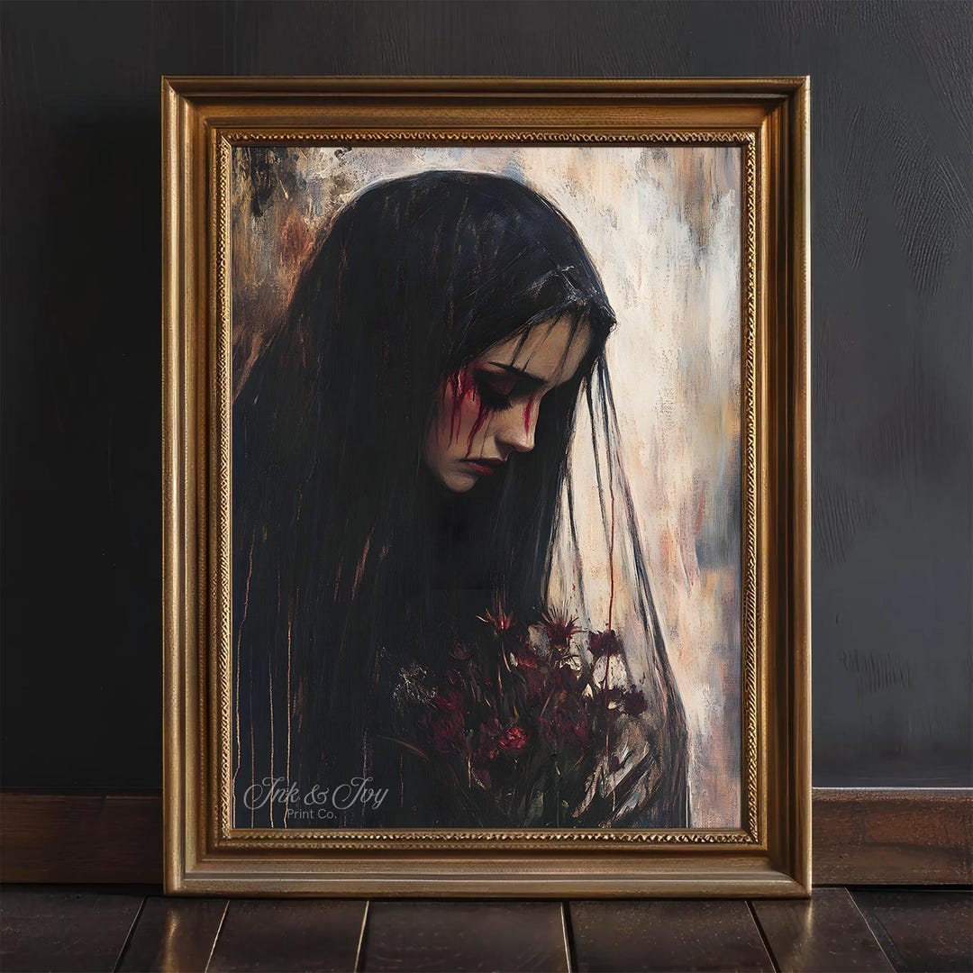 Mourning Veiled Woman Printable Wall Art • Vintage Gothic Portrait ...