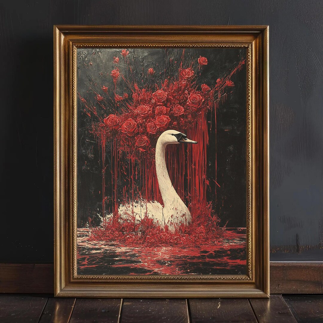 Gothic Swan and Roses – DIGITAL DOWNLOAD, Dark Surreal Digital Print ...