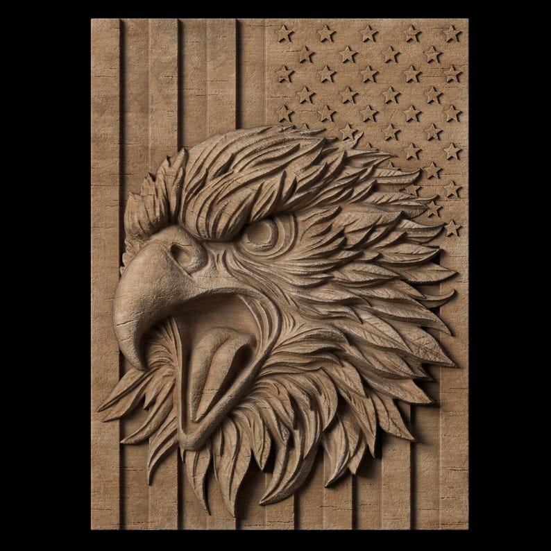 United States, Eagle, Flag, 3D CNC Router Files, 3D Stl Files, 3D ...