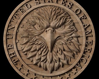 United States, Eagle, Flag, 3D CNC Router Files, 3D Stl Files, 3D ...